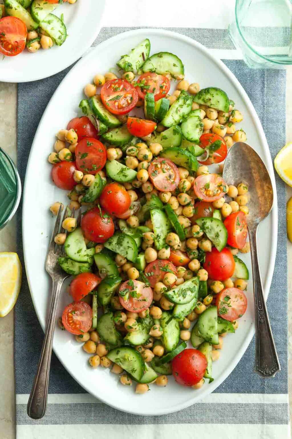 Cucumber Tomato Chickpea Salad (Quick & Healthy)